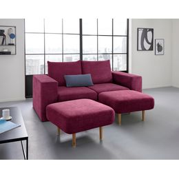 2,5-Sitzer, B:192cm H:96cm T:107cm, lila, LOOKS by Wolfgang Joop, Sofas, "Looksv", Verwandlungssofa: aus Sofa wird Sofa mit 2 Hockern