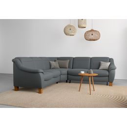 Ecksofa Home Affaire, B:270cm T:250cm, grau, 100% Polyester, Wohnzimmer, Sofas, "Caldera L-Form", Federkern, wahlweise mit Kopfteilverstellung,
