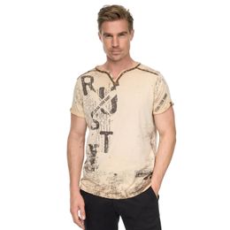 Rusty Neal Damen T-Shirt, beige, Gr. XXL, bedruckt, 100% Baumwolle, Shirts, im Used-Look