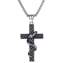 Firetti Herren Kette mit Anhänger "Schmuck Geschenk Cross Snake", Edelstahl, L: 55 B: 3mm, schwarz, Edelstahl, B:3mm, Halsketten