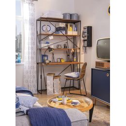 Sekretär Tom Tailor HOME, B:120cm H:200cm, schwarz, Wohnzimmer, Sekretäre, "T-NEST SHELF OFFICE", großes, offenes Sekretärregal, aus Mangoholz und