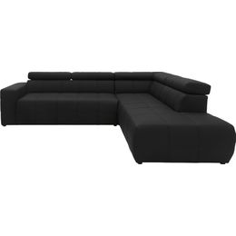 Ecksofa DOMO collection, B:275cm H:80cm T:228cm, schwarz, Luxus-Kunstleder;100% Polyurethan, Wohnzimmer, Sofas, "Brandon L-Form, auch in Leder",