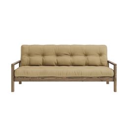 Schlafsofa Karup Design, B:205cm H:79cm T:95cm, beige, Matratzenmaterialzusammensetzung: Futonmatratze mit Knopfheftung, Höhe 14 cm, aus recyceleten