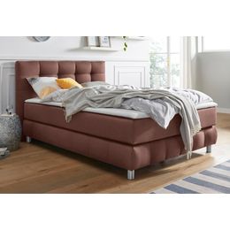 Boxspringbett Andas, B:154cm L:231cm, braun, Komplettbetten, "Salo XXL", in Samtoptik oder Struktur, 6 Breiten in Überlänge 220cm, 4 Härtegrade
