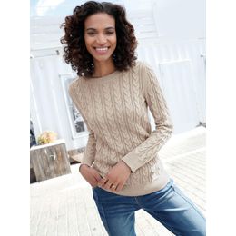 Casual Looks Damen Strickpullover "Pullover", beige, Gr. 40, unifarben, 100% Baumwolle, Pullover