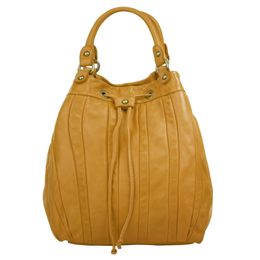 FORTY Damen Shopper, gelb, Leder, leicht glänzend, unifarben, Taschen, echt Leder, Made in Italy
