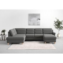 Sit & More Wohnlandschaft SIT & MORE, B:325cm H:90cm T:187cm, grau, Sofas, "Farö U-Form", inklusive Federkern, wahlweise mit Bettfunktion und Bettkasten