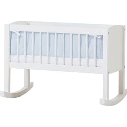 Stubenbett Hoppekids, B:86cm H:62,5cm T:47cm, blau, Holz teilmassiv, Babybetten, umbaubar zu Sitzbank, wahlweise mit Matratze & Zubehör
