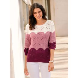 Inspirationen Damen Strickpullover "Pullover", lila, Gr. 52, gemustert, mehrfarbig, 55% Baumwolle, 45% Viskose, Pullover