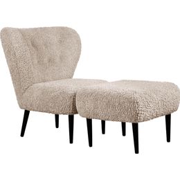 Sessel, B:84cm H:92cm T:83cm, beige, LeGer Home by Lena Gercke, 100% Polyester, Wohnzimmer, Sessel, "Dinah", Knopfheftung im Rücken, wahlweise mit