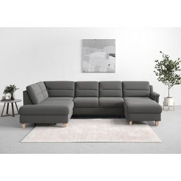 Sit & More Wohnlandschaft SIT & MORE, B:325cm H:90cm T:187cm, grau, Sofas, "Farö U-Form", inklusive Federkern, wahlweise mit Bettfunktion und Bettkasten