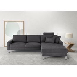 Ecksofa 3C CANDY, B:281cm H:86cm T:194cm, grau, 100% Polyester, Wohnzimmer, Sofas, "Lecce, wahlweise PUR-Schaumstoff oder Tonnentaschenfederkern",