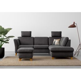 Ecksofa Home Affaire, B:252cm H:86cm T:213cm, grau, 100% Polyester, Wohnzimmer, Sofas, "Trelleborg L-Form", wahlweise mit Bettfunktion und