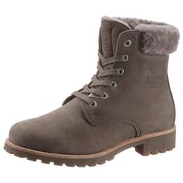 Panama Jack Damen Winterboots, Gr. 39, grau, Lammfell, Nubukleder, Schuhe, mit weich gepolstertem Schaftrand