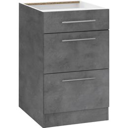 Wiho-K&uuml;chen Unterschrank WIHO K&Uuml;CHEN, B:50cm H:82cm T:57cm, grau, K&uuml;che, Schr&auml;nke, "Cali", 50 cm breit, mit 2 gro&szlig;en Ausz&uuml;gen ohne Arbeitsplatte
