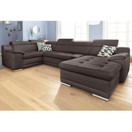 Sit & More Wohnlandschaft SIT & MORE, B:336cm H:93cm T:193cm, braun, Kunstleder SOFTLUX;Struktur ( 100% Polyester), Sofas, "Top Andiamo U-Form", mit