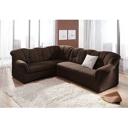 Ecksofa DOMO collection, B:242cm H:84cm T:190cm, braun, Struktur ( 90% Polyester, 10% Polyacryl);Microfaser PRIMABELLE (100% Polyester);Kunstleder