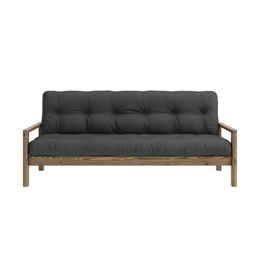 Schlafsofa Karup Design, B:205cm H:79cm T:95cm, grau, Matratzenmaterialzusammensetzung: Futonmatratze mit Knopfheftung, Höhe 14 cm, aus recyceleten