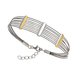 Vivance Damen Armband "925/- Sterling Silber + Stahl bicolor", 19+3cm, Silber 925 (Sterlingsilber), bunt, Silber 925 (Sterlingsilber), Armb&auml;nder