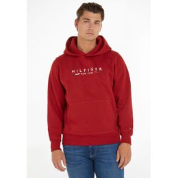 Tommy Hilfiger Herren Hoodie "HILFIGER NEW YORK HOODY", rot, Gr. M, unifarben, Sweatware, Obermaterial: 63% Baumwolle, 37% Polyester, Sweatshirts,