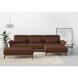Ecksofa Places of Style, B:324cm H:93cm T:184cm, rosa, 100% Polyester, Wohnzimmer, Sofas, "Fjord L-Form", massiv, wahlweise mit Armlehnfunktion,