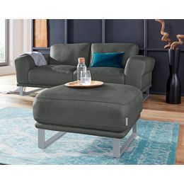 Hocker W.Schillig, B:71cm H:42cm T:71cm, grau, Garten, Hocker, "montanaa", mit Metallkufen in Silber matt, Breite 71 cm