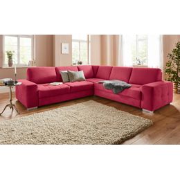 Sit & More Ecksofa SIT & MORE, B:276cm H:82cm T:271cm, rot, Struktur (100% Polyester);Struktur fein (95% Polyester, 5% Polyamid), Wohnzimmer, Sofas, "Santorini