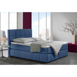 Boxspringbett Inosign, B:152cm L:215cm, blau, Strukturstoff-Bezug (100% Polyester), Komplettbetten, "Casano", mit feiner Steppung, in 3
