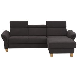 Ecksofa Home Affaire, B:256cm H:84cm T:167cm, grau, 100% Polyester, Wohnzimmer, Sofas, "Conville L-Form", Federkern, wahlweise mit Bettfunktion und