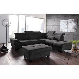 Ecksofa Places of Style, B:283cm H:84cm T:253cm, schwarz, Struktur fein (100% Polyester);Luxus-Microfaser weich (90% Polyester, 10% Polyamid),