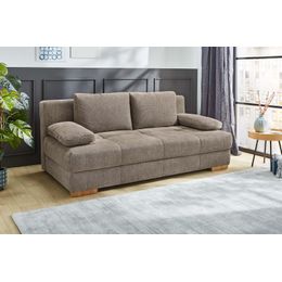 Jockenhöfer Schlafsofa, B:205cm T:110cm, braun, JOCKENHÖFER GRUPPE, Korpus: 95% Polyester, 5% Nylon;Kissen: 45% Polyacryl, 24% Viscose, 19% Polyester,