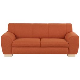 Sofa Home Affaire, B:195cm H:78cm T:84cm, orange, Struktur fein (100% Polyester);100% Polyester/ 85% Polyester+15% Polyacryl Melrose/Struktur,