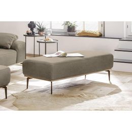 Polsterhocker W.Schillig, B:150cm H:46cm T:60cm, beige, Flachgewebe W82 Q2 (74% Polyacryl, 26% Polyester), Hocker, "run", mit Holzsockel, F&uuml;&szlig;e in