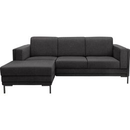 Ecksofa, B:214cm H:82cm T:146cm, grau, LOOKS by Wolfgang Joop, 100% Polyester, Wohnzimmer, Sofas, "LOOKS VII L-Form", klare Linien, edles Design