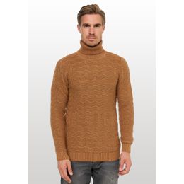 Rusty Neal Herren Rollkragenpullover, braun, Gr. M, unifarben, 70% Polyacryl, 30% Baumwolle, Pullover, im angesagten Design