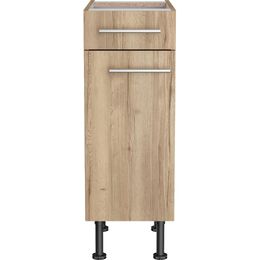 Unterschrank Optifit, B:30cm H:87cm T:58,4cm, braun, Spanplatte, K&uuml;che, Schr&auml;nke, "Klara", Breite 30 cm