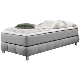 Boxspringbett Andas, B:96cm L:206cm, grau, Komplettbetten, "Salo", Ohne Kopfteil, inkl. Topper, auch in Überlänge 220 cm