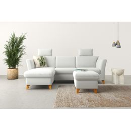 Ecksofa Home Affaire, B:249cm H:86cm T:162cm, grau, 100% Polyester, Wohnzimmer, Sofas, "Trelleborg L-Form", Federkern-Polsterung, wahlweise mit