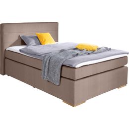 Boxspringbett Alina, B:133cm L:214cm, braun, Struktur fein XBO (100% Polyester), Jugendzimmer, Komplettbetten, "Nikki", inklusive Matratze und