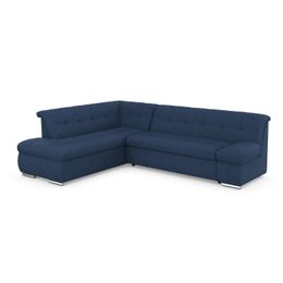 Ecksofa DOMO collection, B:271cm H:80cm T:213cm, blau, Struktur fein 100% Polyester;Chenilleoptik 100% Polyester, Wohnzimmer, Sofas, "Mona L-Form",