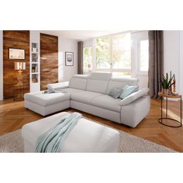 Ecksofa Home Affaire, B:287cm T:178cm, silber, Struktur fein (100% Polyester);Luxus-Microfaser Lederoptik (100% Polyester);Soft clean (98% Polyester,