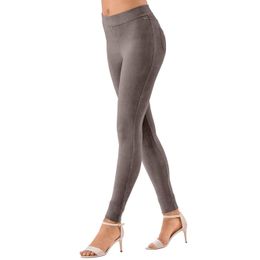 Lascana Damen Leggings, Gr. 32, grau, Cord, Obermaterial: 97% Polyester, 3% Elasthan, unifarben, Basic, Hosen, aus weichem Material in Cord-Optik,