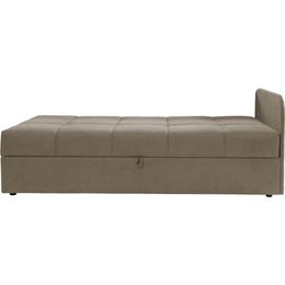 Schlafsofa Alina, B:205cm H:73cm T:91cm, grau, Chenille EQE (100% Polyester), Jugendzimmer, Sofas, "Marla", inkl. Stauraum, Armlehne wahlweise links