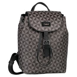 Gabor Damen Rucksack "Barina", schwarz, 100% Polyurethan, Rucksäcke, aus Lederimitat mit charakteristischem All-Over-Druck und Metall Logo