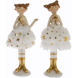 Weihnachtsfigur "Ballerinen mit R&ouml;ckchen im Feder-Look, Weihnachtsdeko", B/H/T: 15cm, gold, MyFlair M&Ouml;BEL & ACCESSOIRES, Dekofiguren