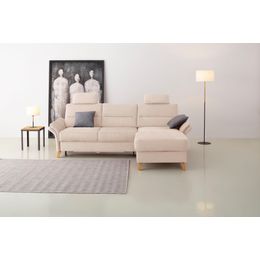 Ecksofa Home Affaire, B:252cm H:90cm T:162cm, beige, 100% Polyester, Wohnzimmer, Sofas, "Westerland L-Form", Federkern-Polsterung, wahlweise mit