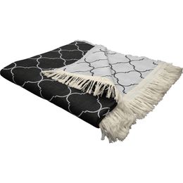 Wohndecke Adam, B:145cm L:190cm, schwarz, Baumwolle, Wohndecken, "Indian Cortezada", mit tollem Muster, Kuscheldecke