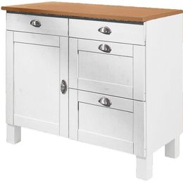 Unterschrank Home Affaire, B:100cm H:85cm T:50cm, gelb, Massivholz, K&uuml;che, Schr&auml;nke, "Oslo", 100 cm breit, in 2 Tiefen, mit 23 mm Arbeitsplatte, 2