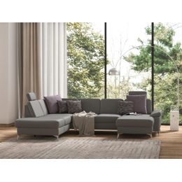 Sit & More Wohnlandschaft SIT & MORE, B:340cm H:89cm T:228cm, grau, Sofas, "Padua U-Form", inklusive Sitztiefenverstellung, Armteilfunktion und Federkern