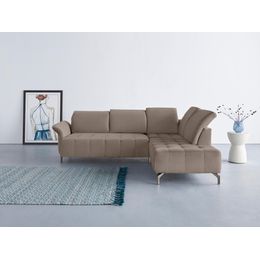 Ecksofa Inosign, B:260cm H:79cm T:220cm, beige, 100% Polyester, Wohnzimmer, Sofas, "Fresh L-Form", Federkern, wahlweise Kopfteilverstellung und
